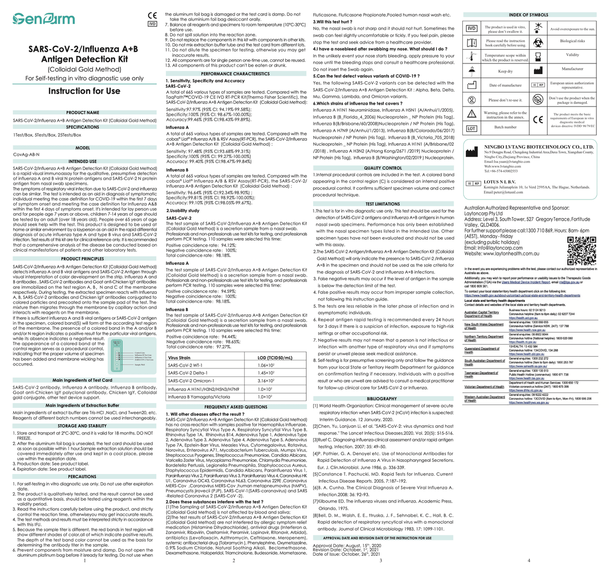 Genfarm (SARS-COV-2) Antigen/Influenza A+B Detection Kit